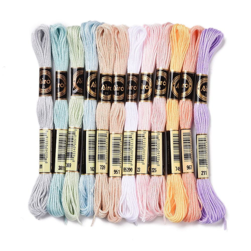 1Set 12 Skeins 12 Colors 6-Ply Polyester Embroidery Floss Cross Stitch ...