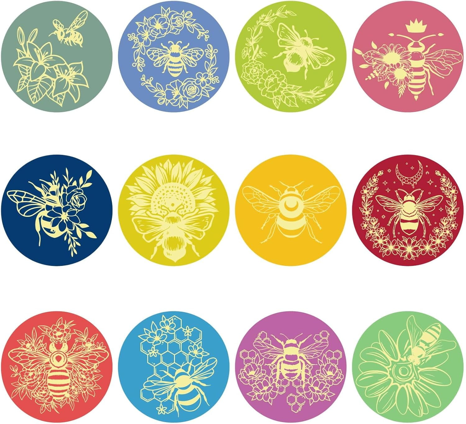 1Set 120Pcs 2 inch Bee Envelope Stickers Round Self Adhesive Stickers ...