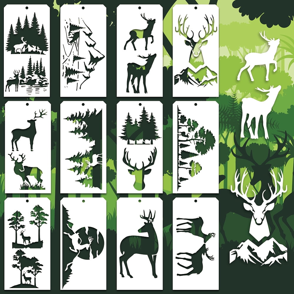 1Set 12Pcs 12 Styles PET Hollow Out Drawing Painting Stencils for DIY ...