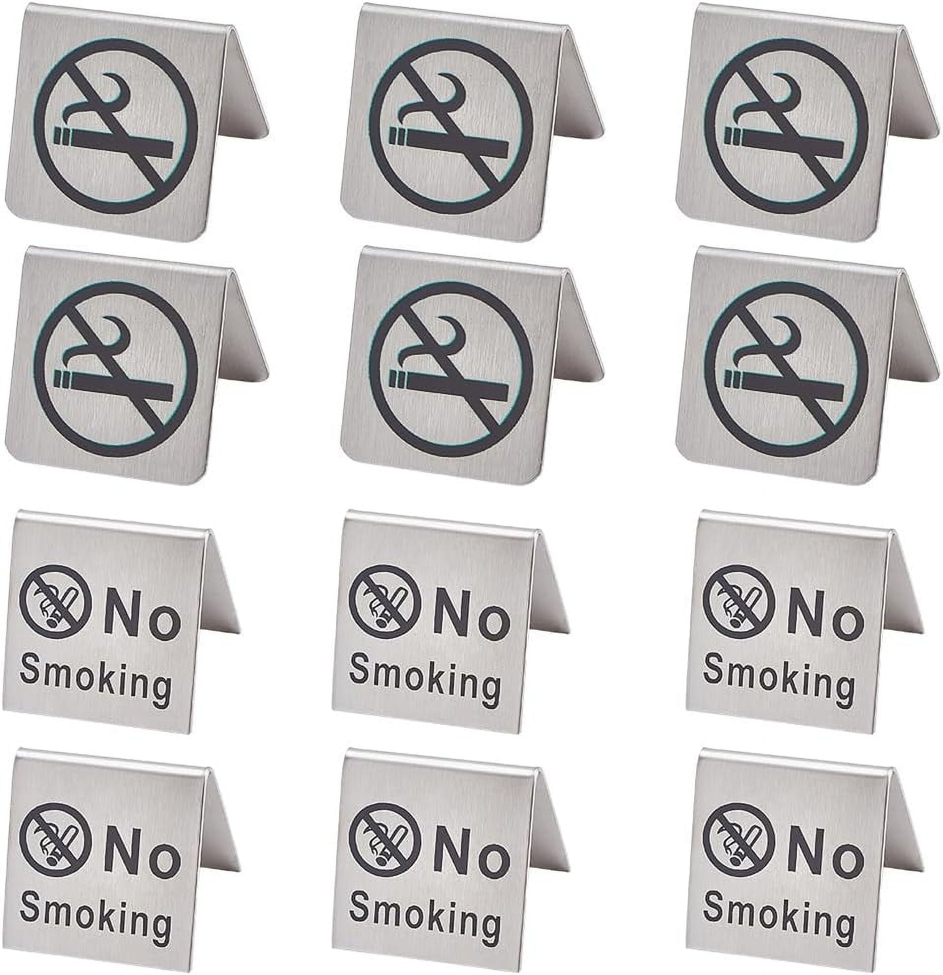1Set 12Pcs 2 Styles No Smoking Table Sign Stainless Steel Metal Warning ...