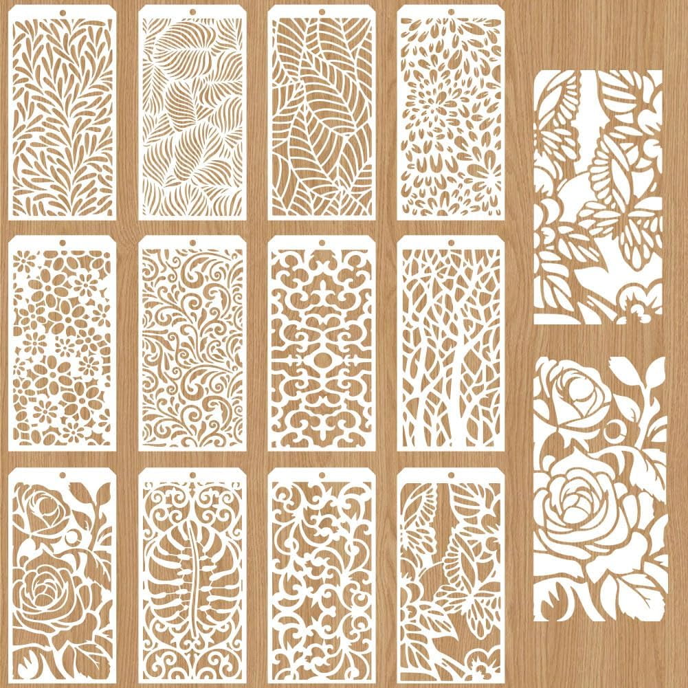 1Set 12Pcs Decorative Painting Templates 12Styles Leaf Painting ...