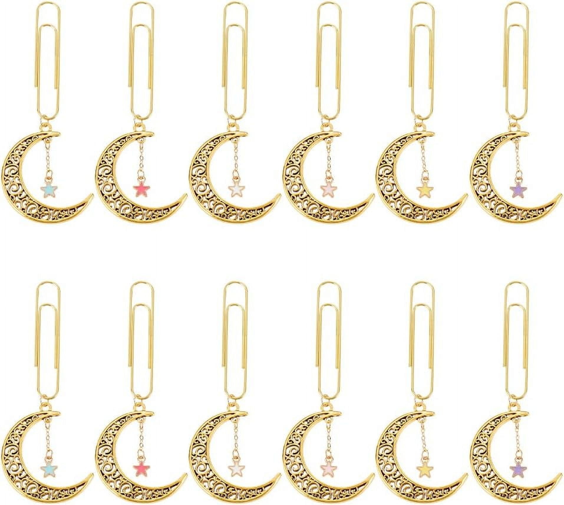 1Set 12Pcs Moon and Star Paperclips 3.8 Inch Alloy Pendant Paper Clip ...