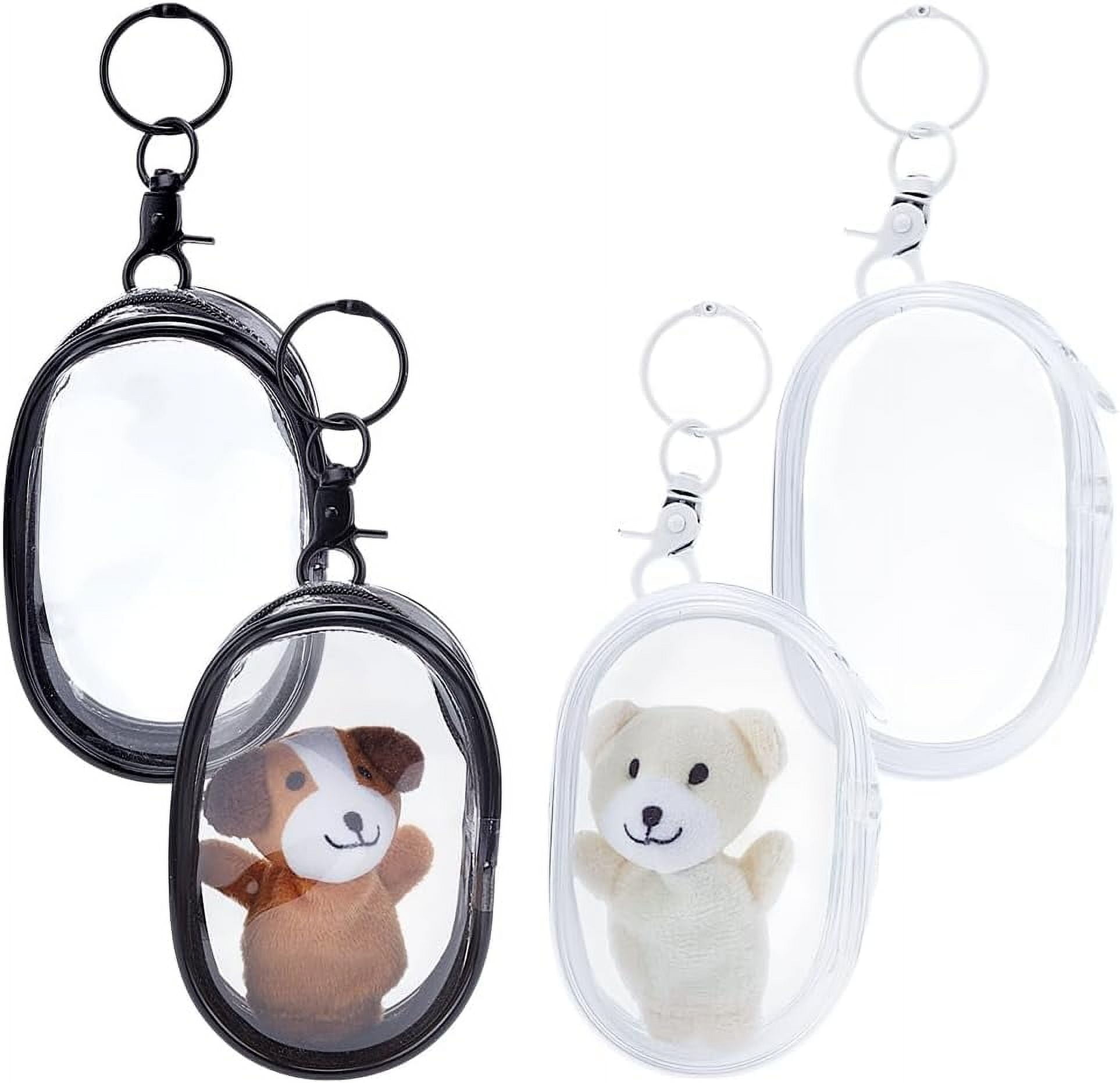 1Set 12pcs Clear Figure Display Bag with Keychain Portable Mini Figure ...