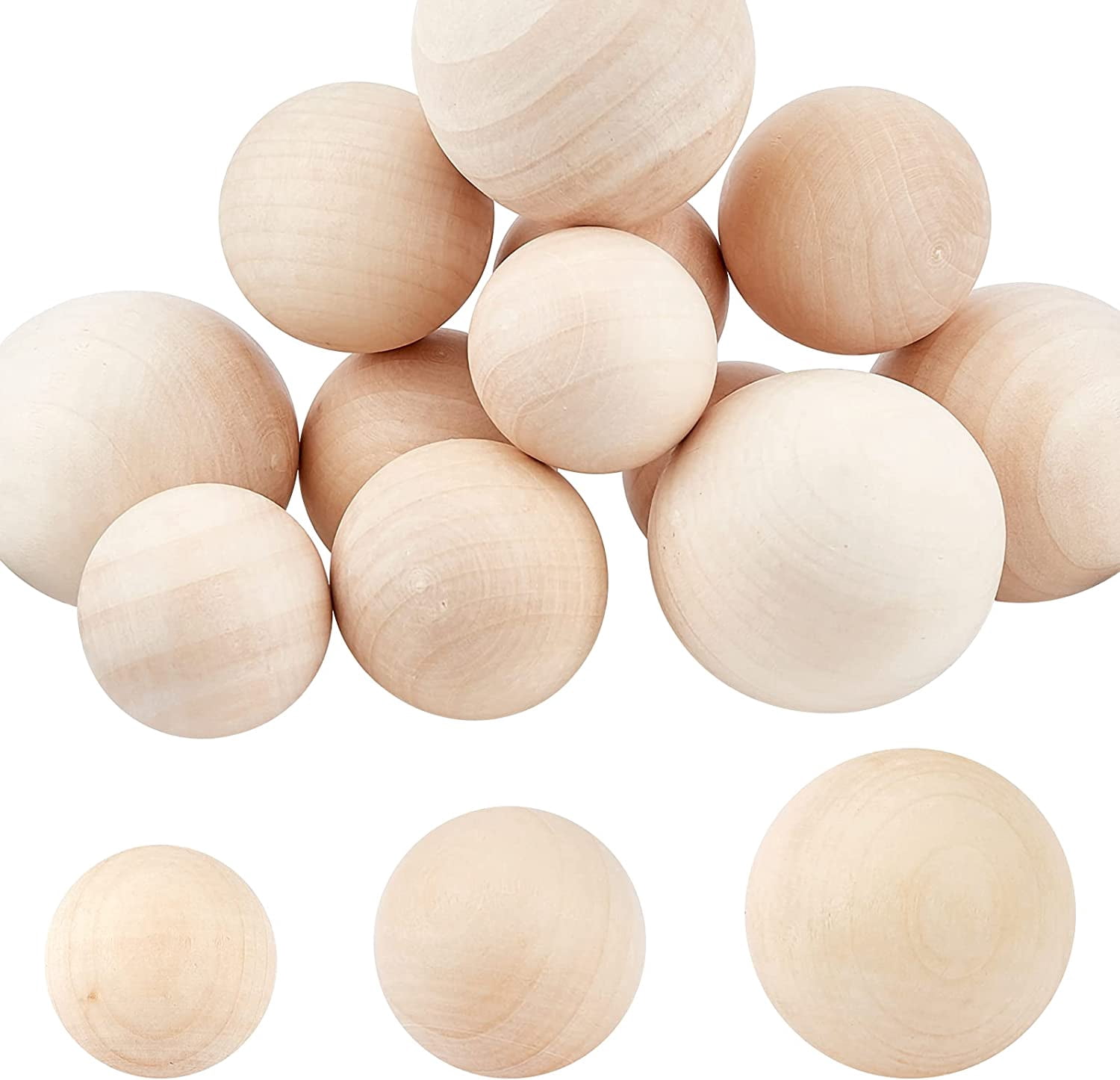 1Set 12pcs Lagre Wooden Ball 35mm 40mm 50mm/1.4'' 1.6'' 2'' Natural ...