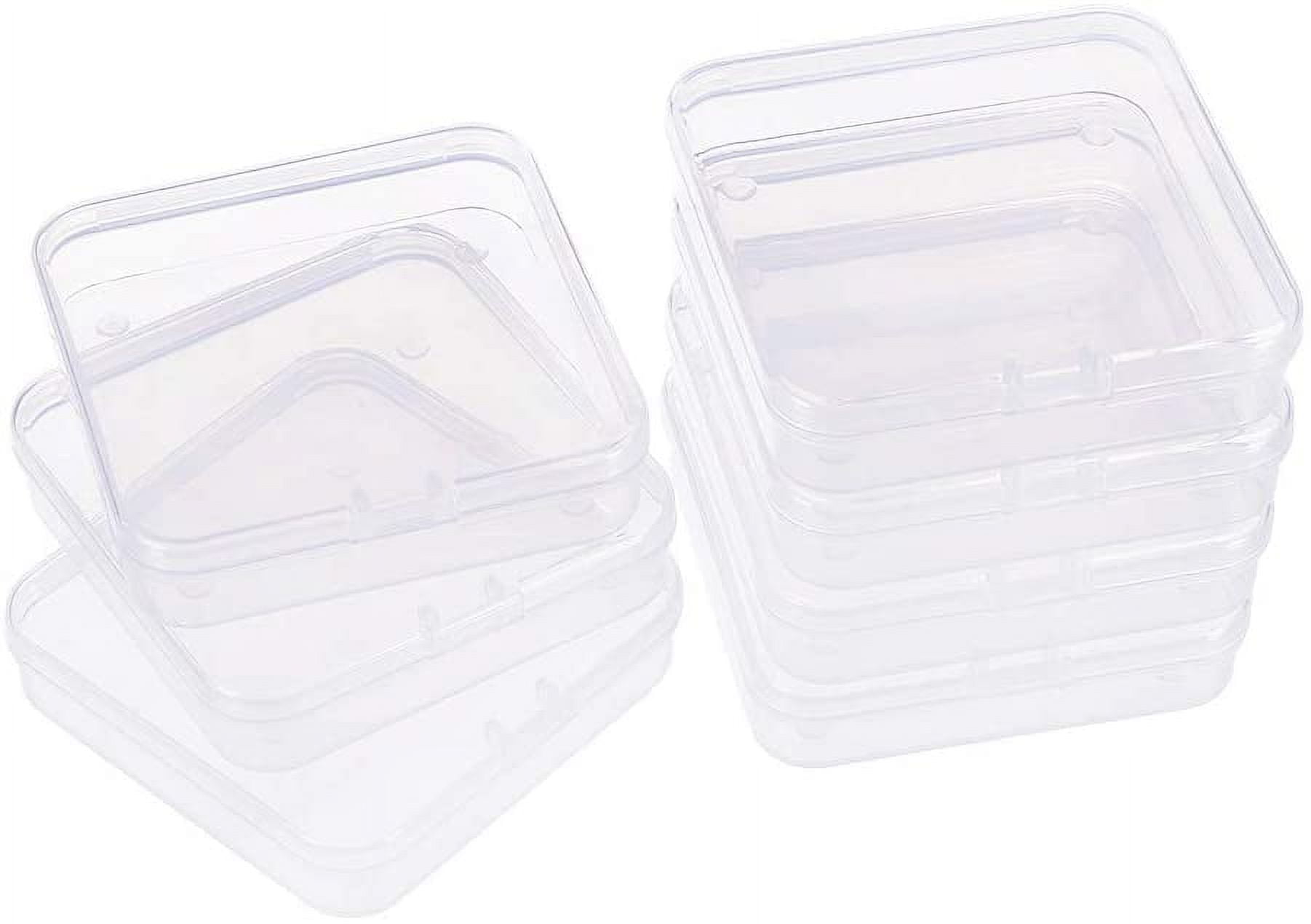 1Set 14 Pack Square Clear Plastic Bead Storage Containers Box Case with Flip-Up Lids for Small ...