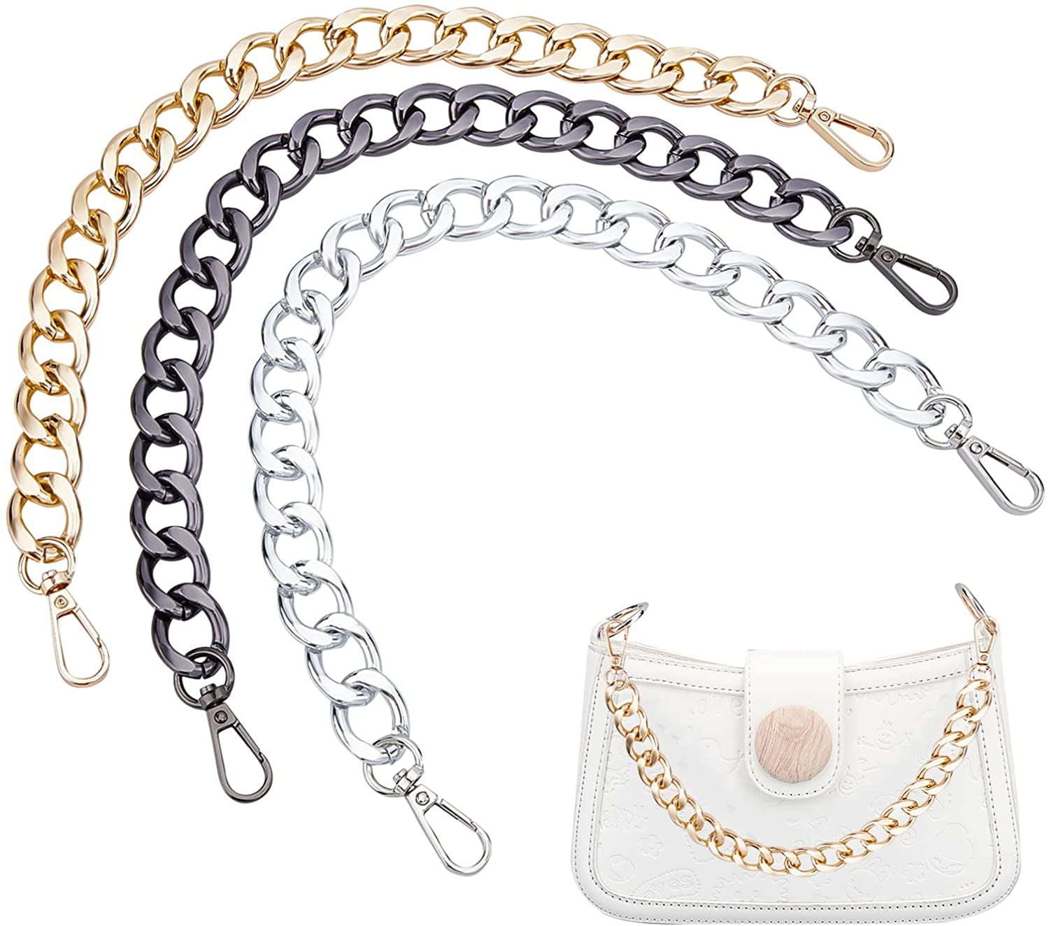 1Set 15 Inch Purse Strap Extender Chains Handbag Purse Handle Metal ...