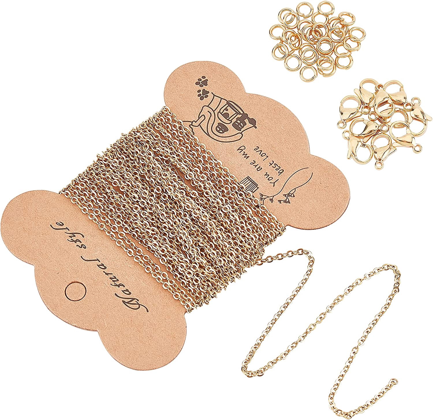 1Set 16.4ft Hypoallergenic Cable Chain with 10pcs Lobster Claw Clasps ...