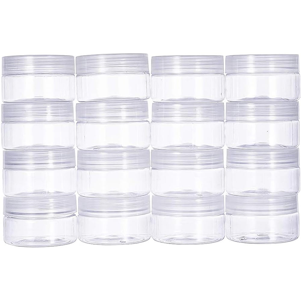 1Set 16 PACK Slime Storage Favor Jars Clear empty wide-mouth plastic ...