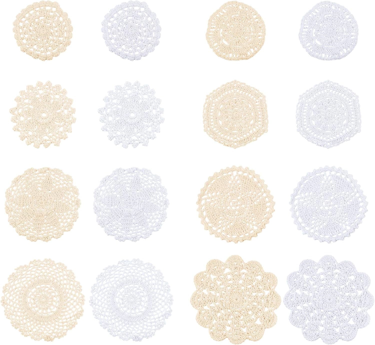 1Set 16 Pcs Cotton Lace Crochet Doilies Cup Mat Handmade Lace Coasters ...