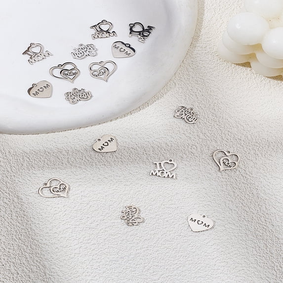 1Set 16Pcs 4 Style Mother's Day Theme 304 Stainless Steel Charms Mixed ...