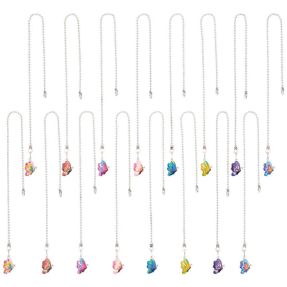 1Set 16Pcs 8 Colors Butterfly Alloy Charms Ceiling Fan Pull Chain ...