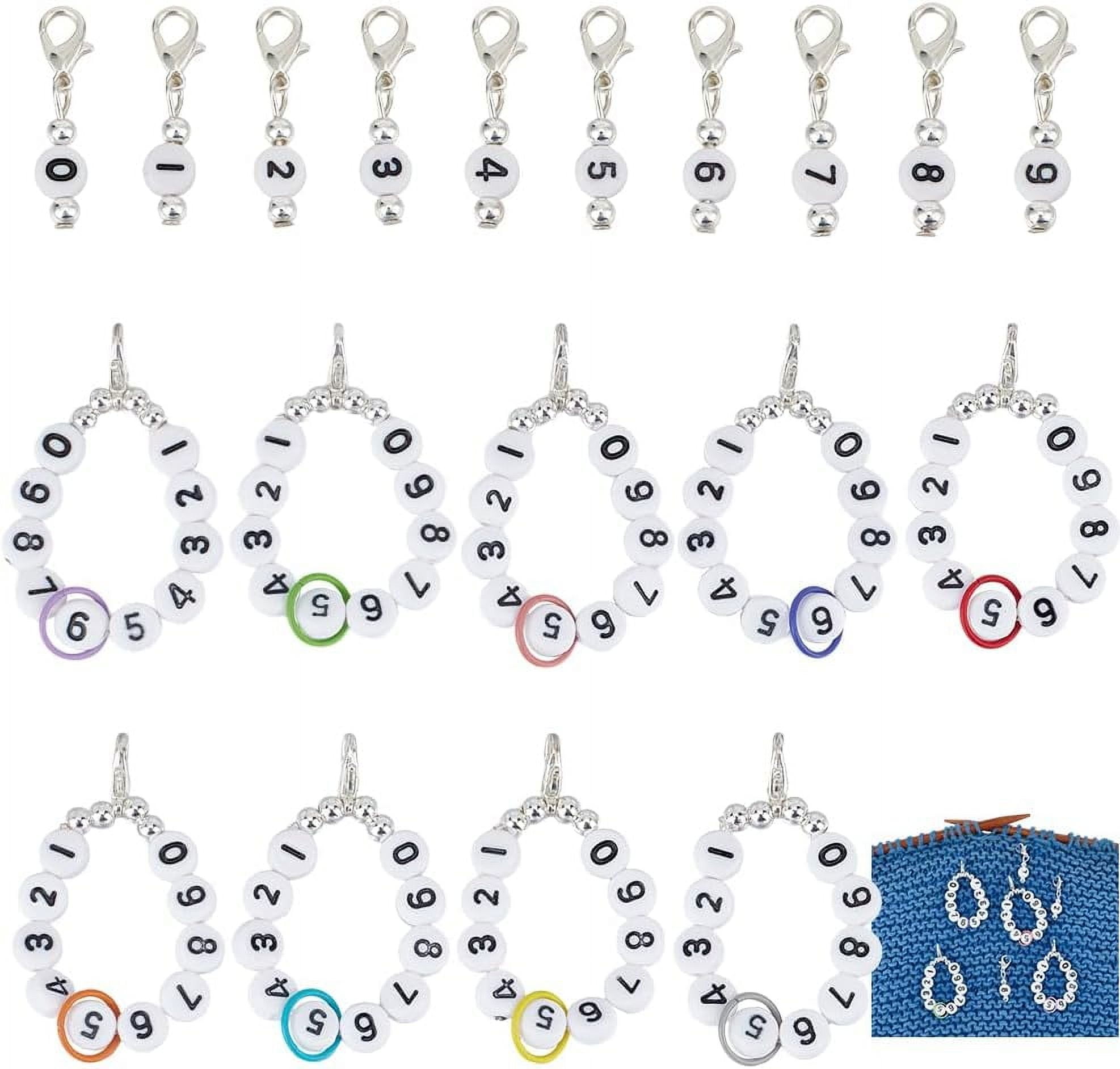 1Set 19Pcs Silver Mini Knitting Row Counter Chains Acrylic Number ...