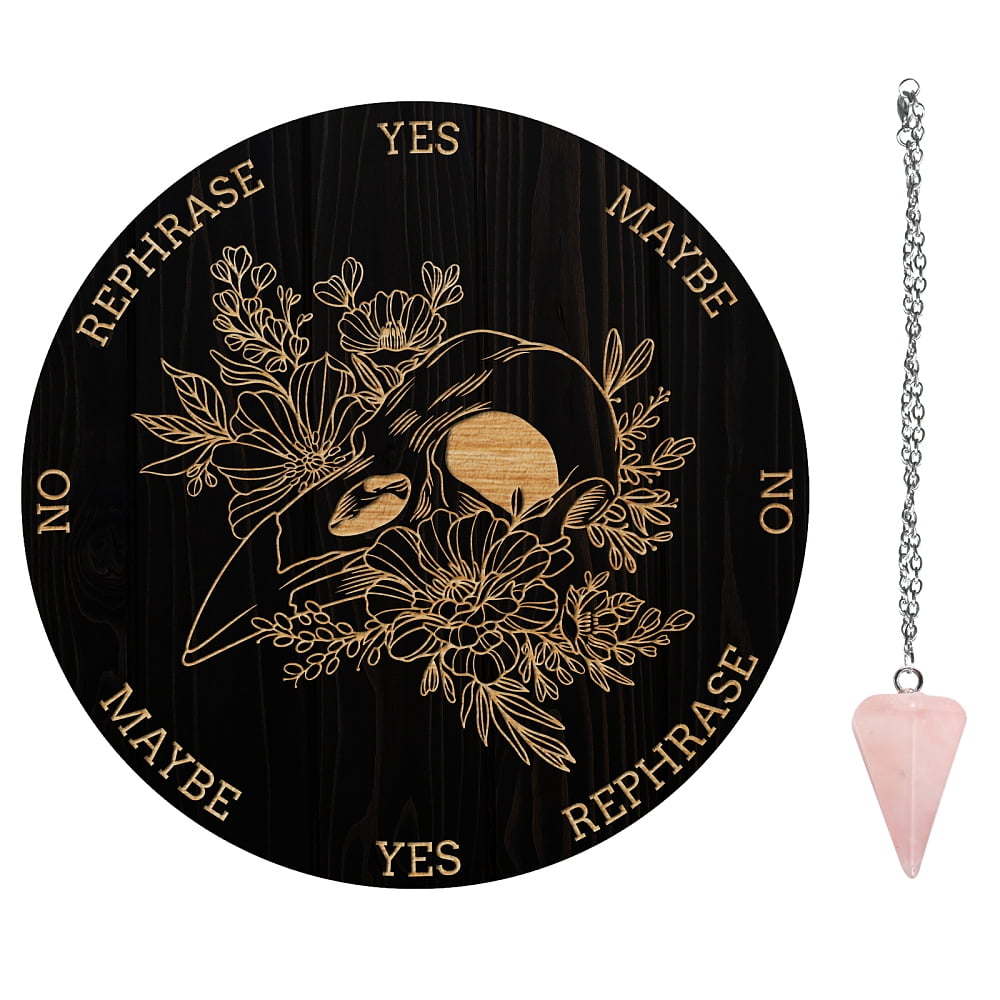 1Set 1Pc Wood Pendulum Board 1Pc 304 Stainless Steel Cable Chain Necklaces 1Pc Natural Rose ...