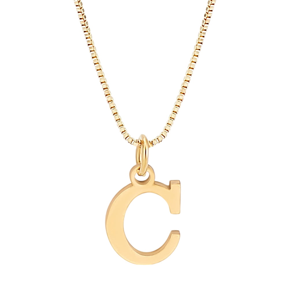 1Set 1pc 304 Stainless Steel Letter Pendant Necklaces Golden Letter C ...