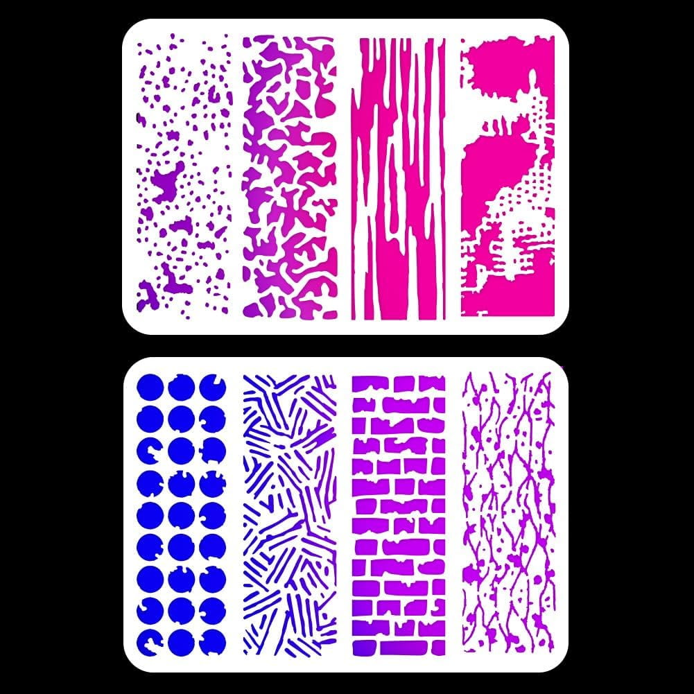 1Set 2 Pcs Rectangle Texture Painting Stencil 2 Styles Fish Bone River ...