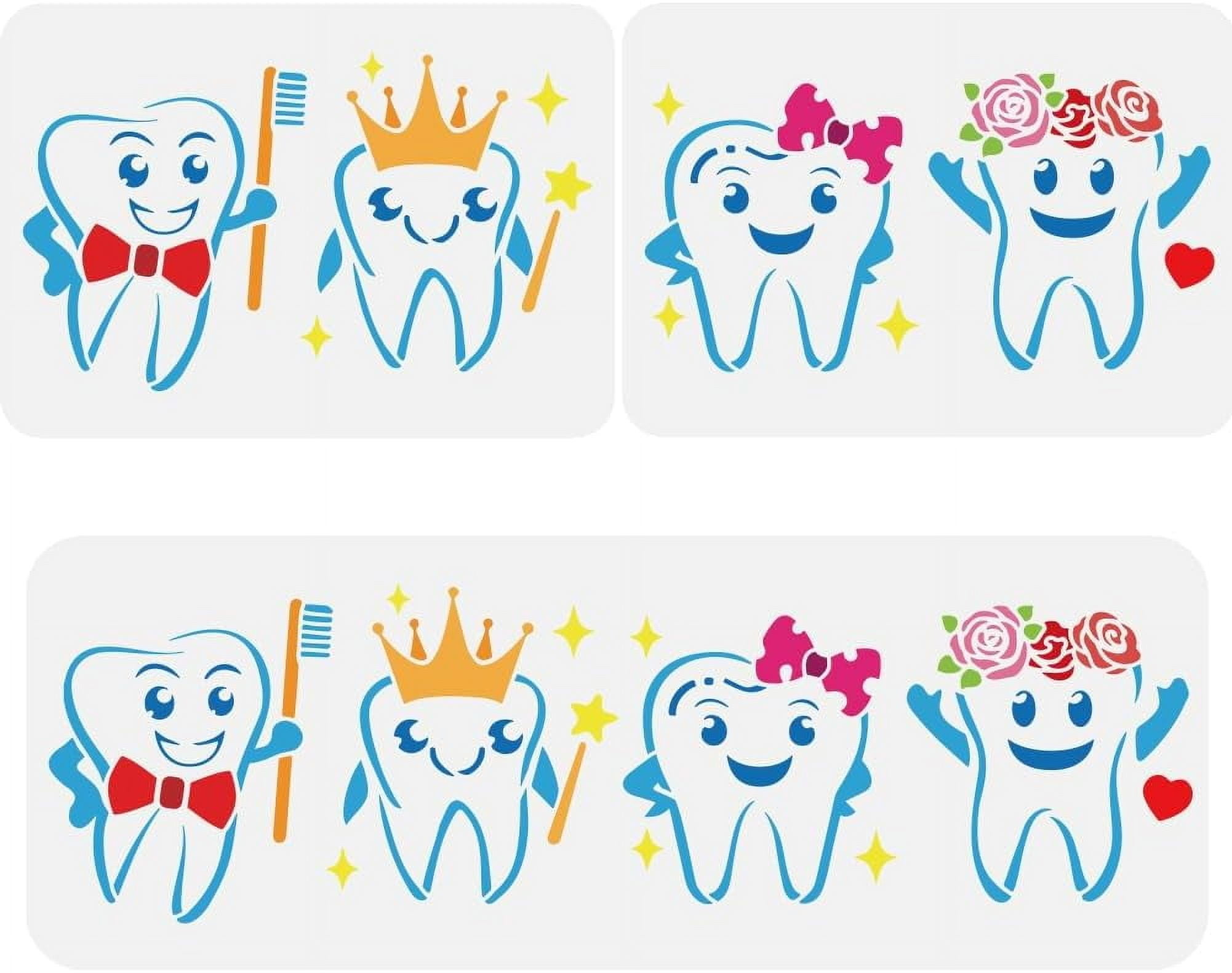 1Set 2 Pcs Tooth Stencil Template 8.3x11.7 inch Brushing Teeth Painting ...
