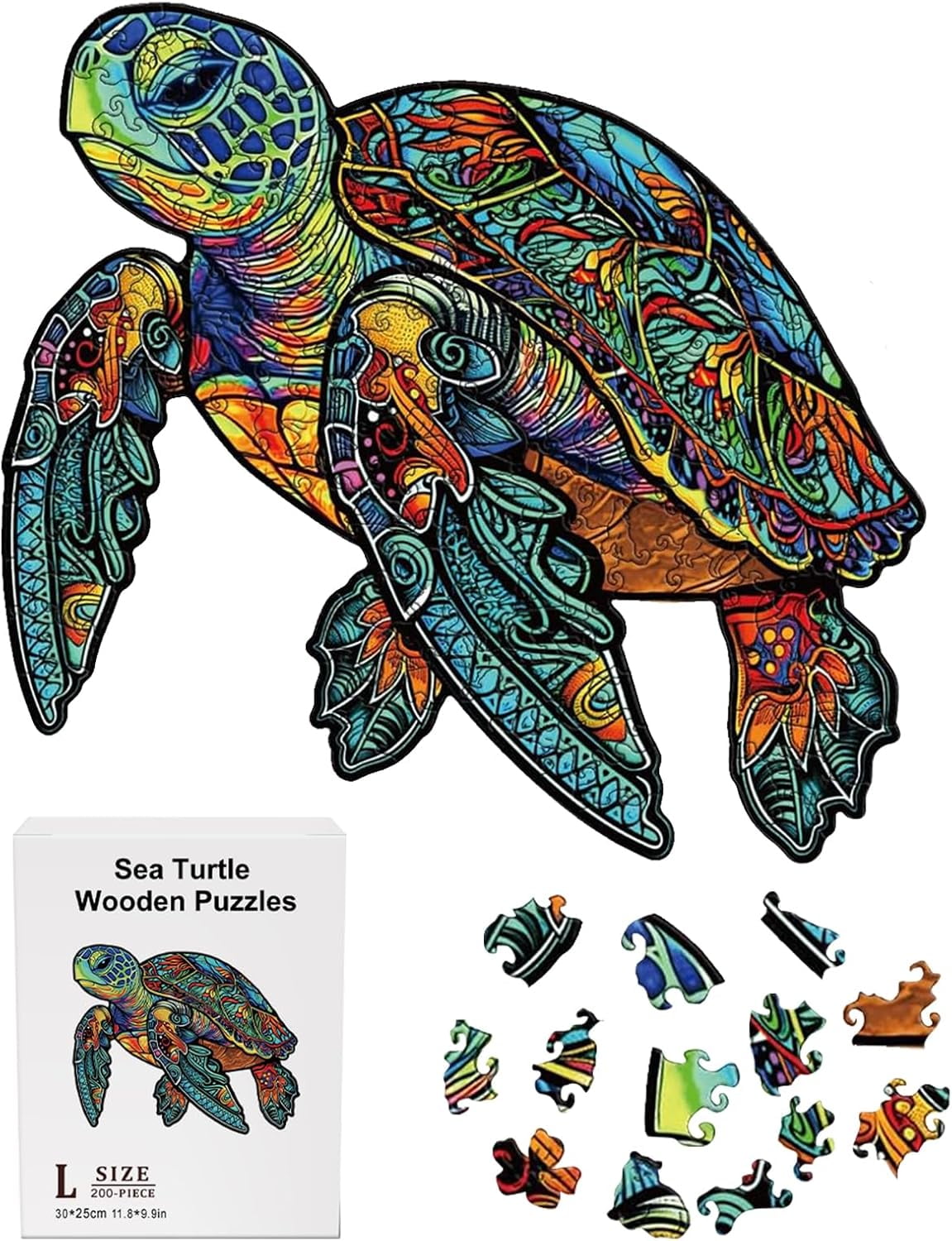 1Set 200 Piece Puzzles for Kids 11.8x9.8 Inches Wooden Sea Turtle ...