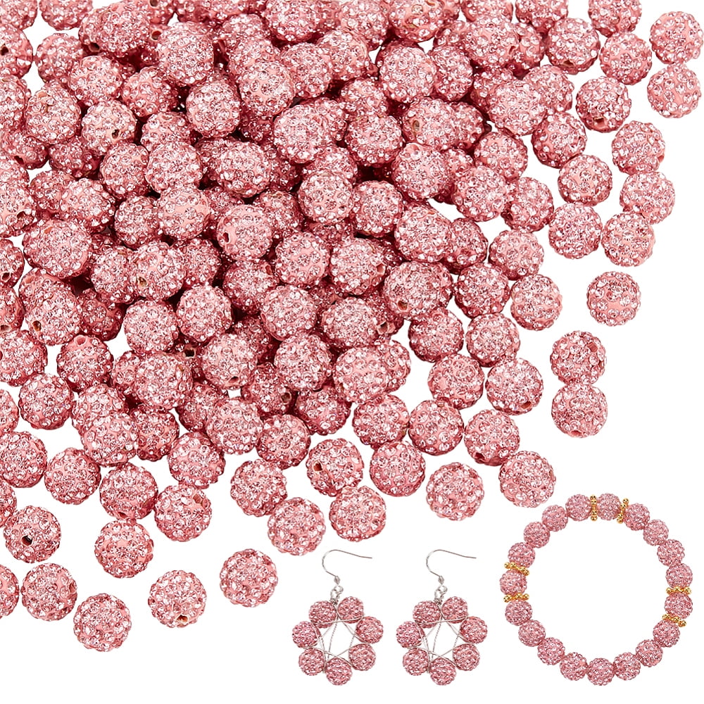 1Set 200Pcs Pave Disco Ball Beads Polymer Clay Rhinestone Beads Round ...