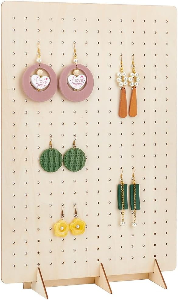 1Set 204 Holes Wooden Earring Display Pegboard Jewelry Display Rack ...