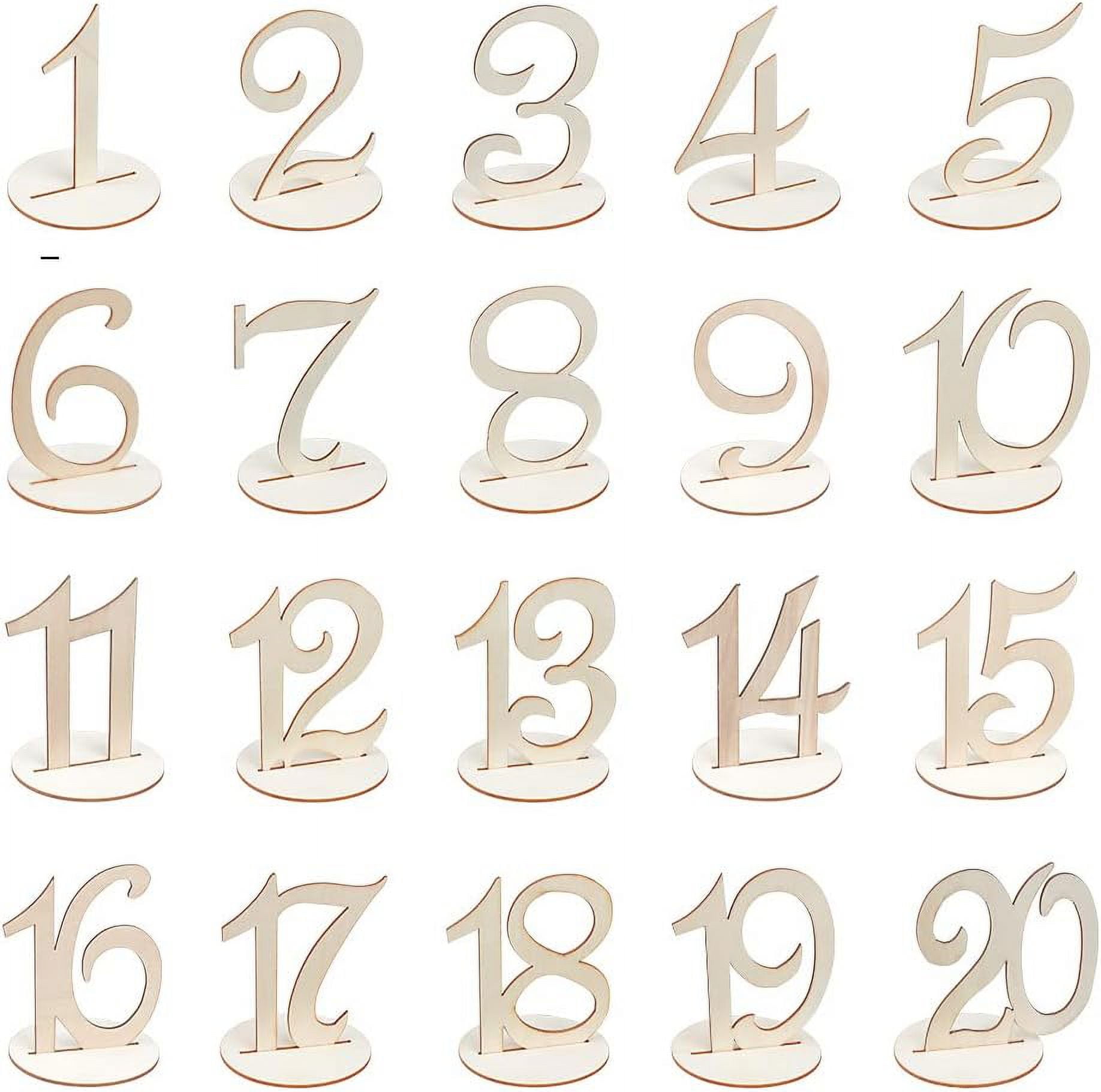 1Set 20PCS Wood Table Numbers with Holder Base (10cm) Tall Wooden ...