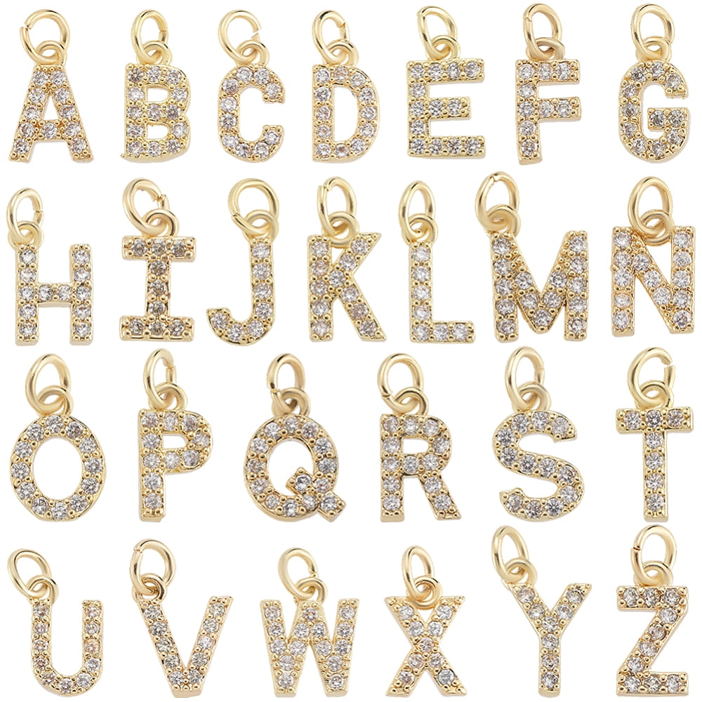 1Set 26Pcs 26 Styles Real 18K Gold Plated Brass Micro Pave Clear Cubic ...