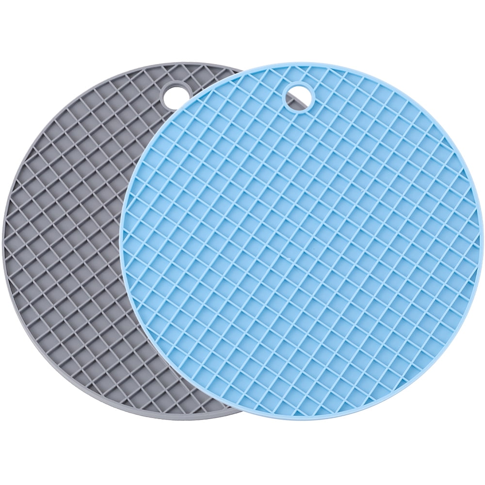 1Set 2Pcs 2 Colors Flat Round Silicone Non-slip Mat Mixed Color 160x6mm ...