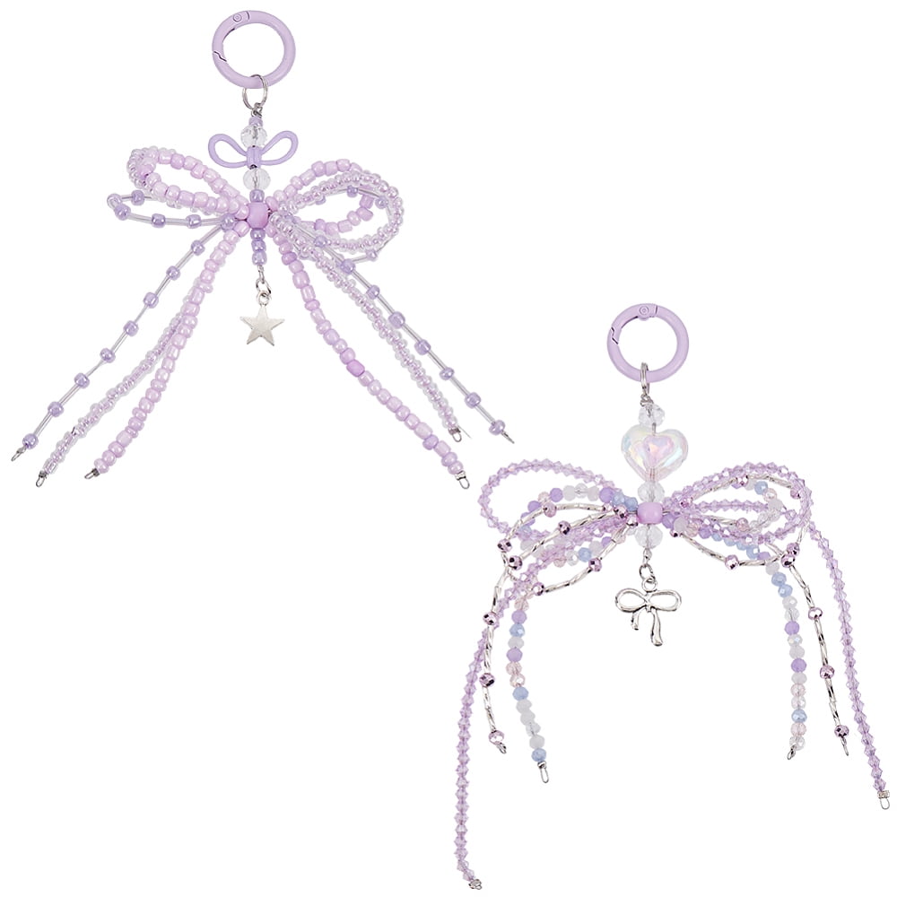 1Set 2Pcs 2 Styles Alloy with Glass Seed Bead Pendant Decorations ...