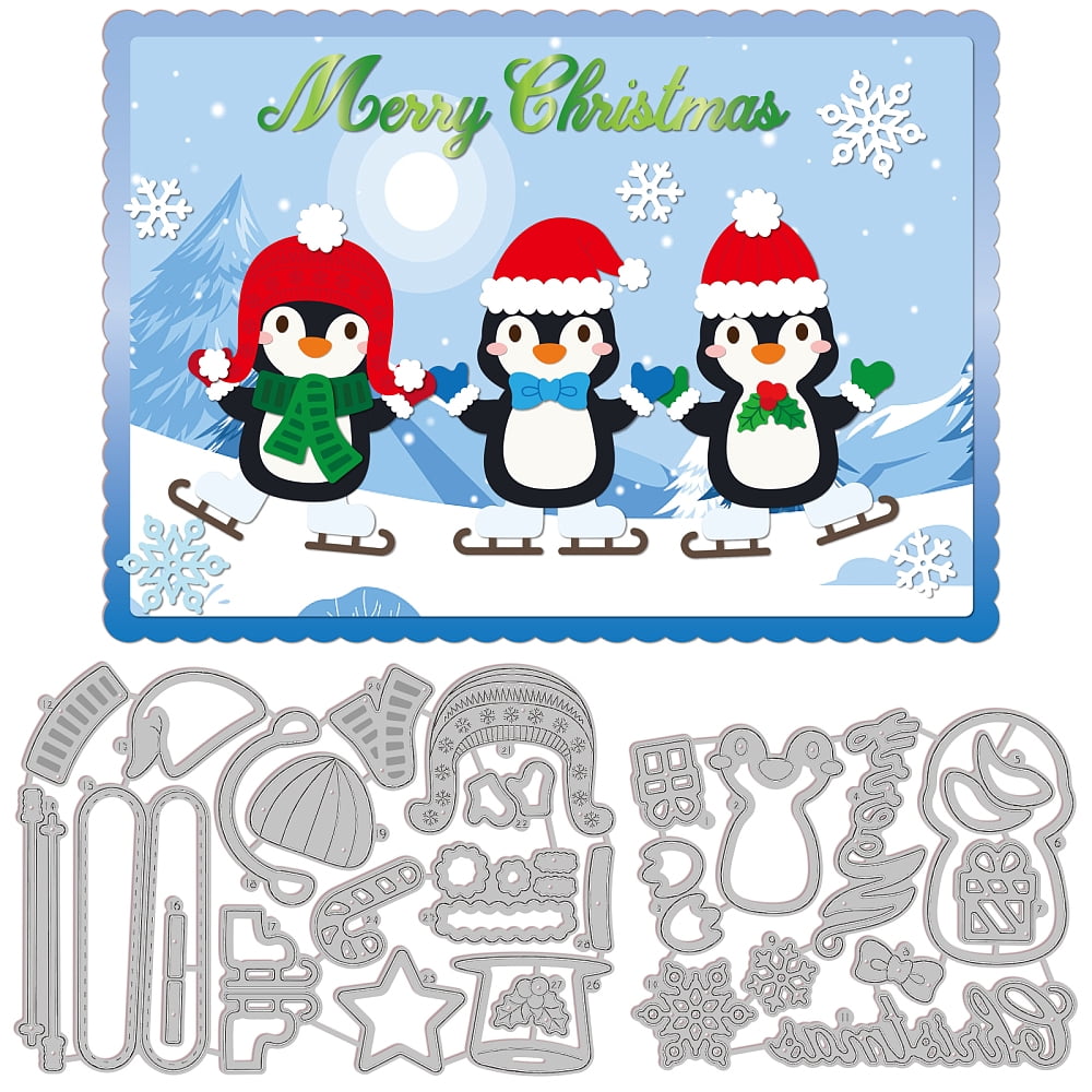 1Set 2Pcs Christmas Penguin Cutting Dies Metal Winter Snowflake Die ...