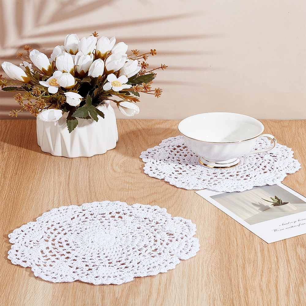 1Set 2Pcs Handmade Knitting Polyester Cloth Fabric Coaster Cup Mats ...