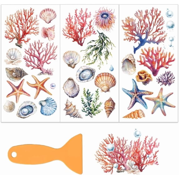 1Set 3 Sheets 3 Styles PVC Waterproof Decorative Stickers Self Adhesive ...