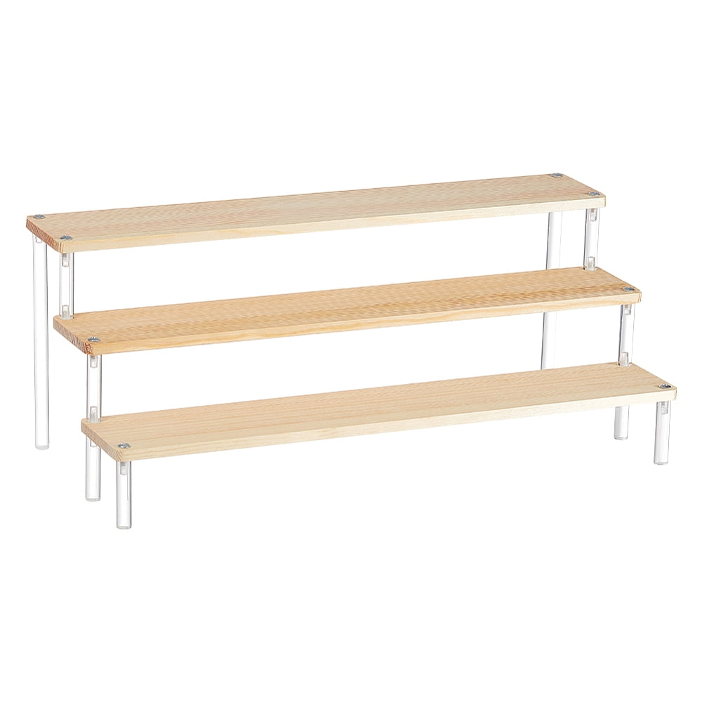 1Set 3-Tier Acrylic Action Figure Display Risers Wood Tiered Display ...