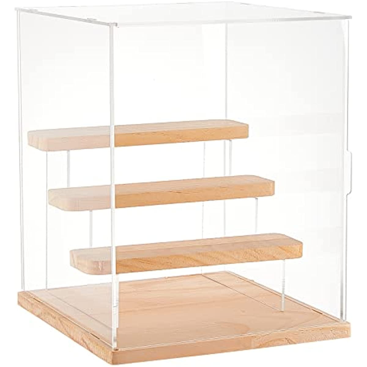 1Set 3 Tier Clear Acrylic Display Case 9.25x8.6x10.6 Figures Wood ...