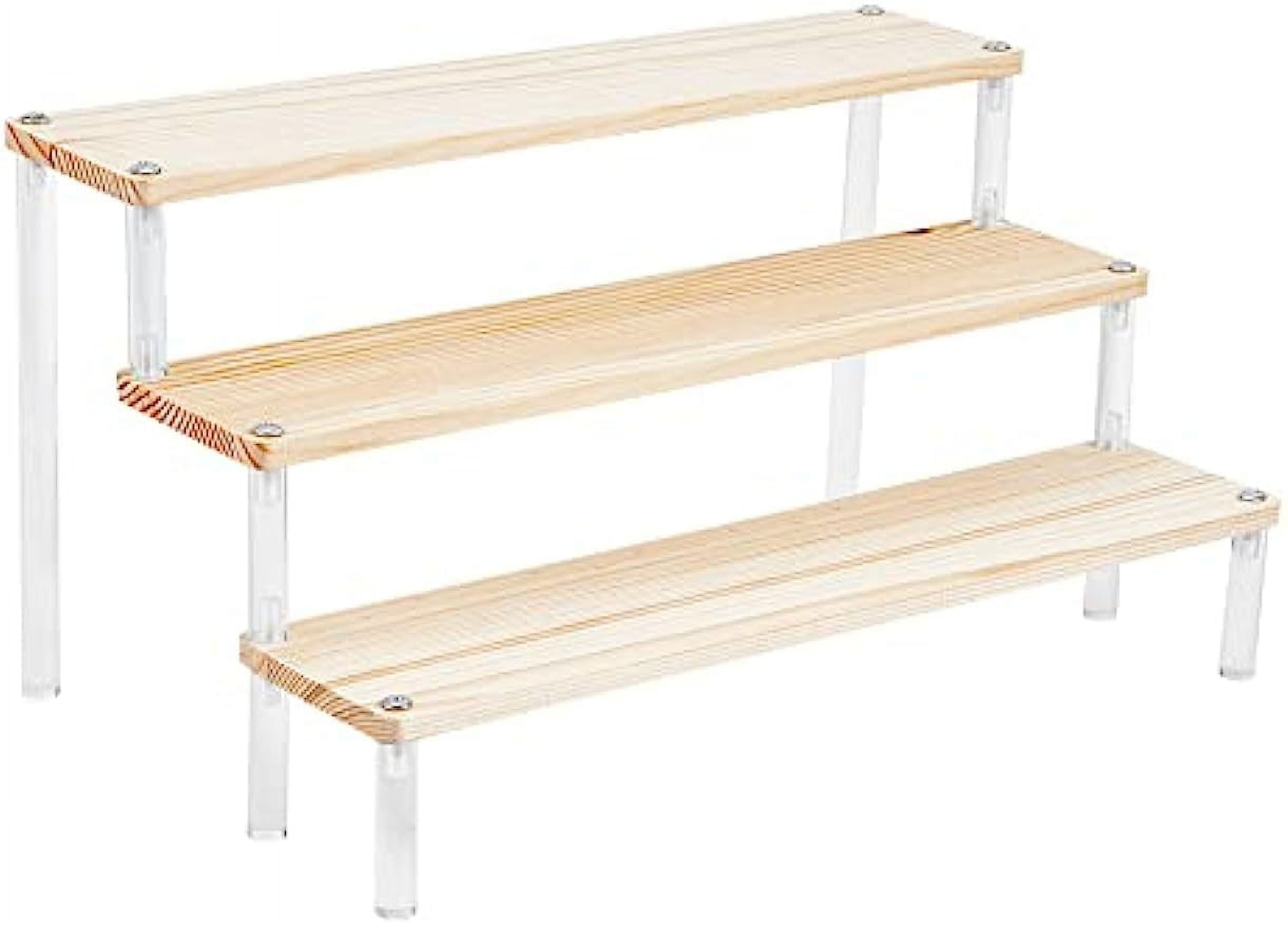 1Set 3-Tier Wood Display Risers Wooden Showing Stand Clear Display ...