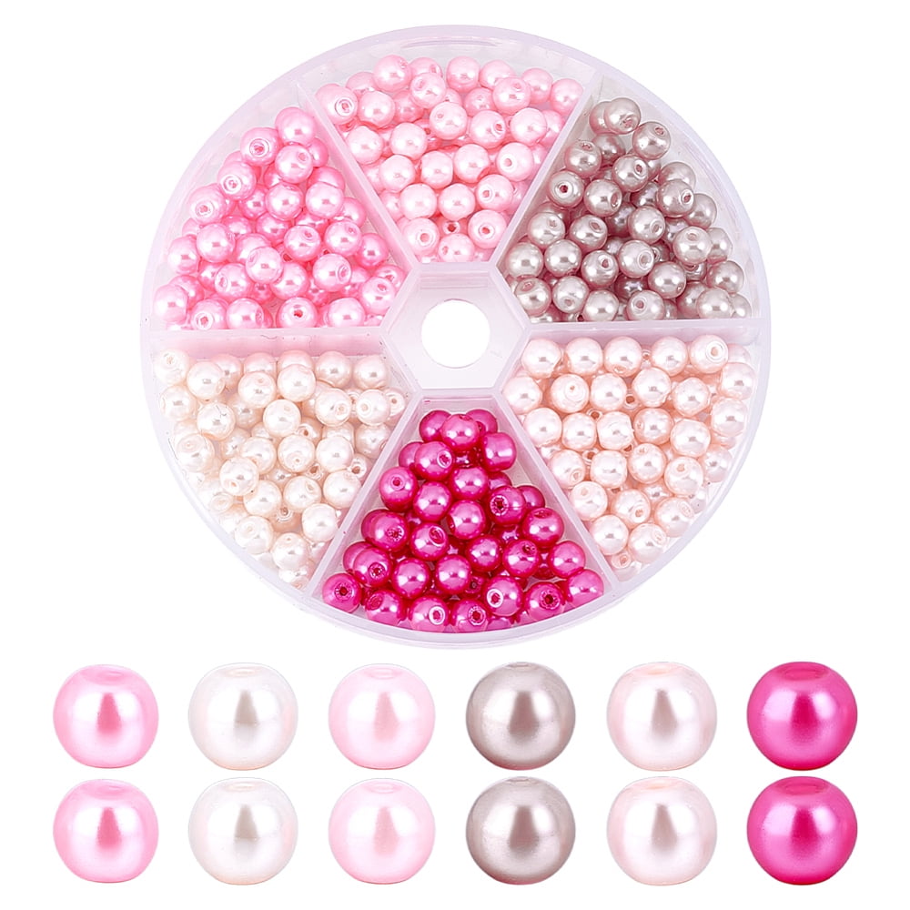1Set 300Pcs 6 Colors Baking Paint Pearlized Glass Pearl Round Beads ...