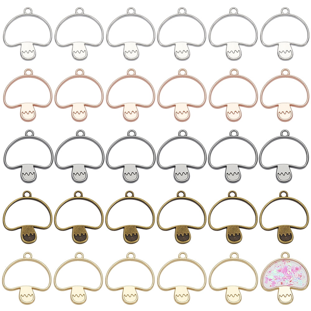 1Set 30Pcs 5 Colors Alloy Open Back Bezel Pendants Pressed Flower ...
