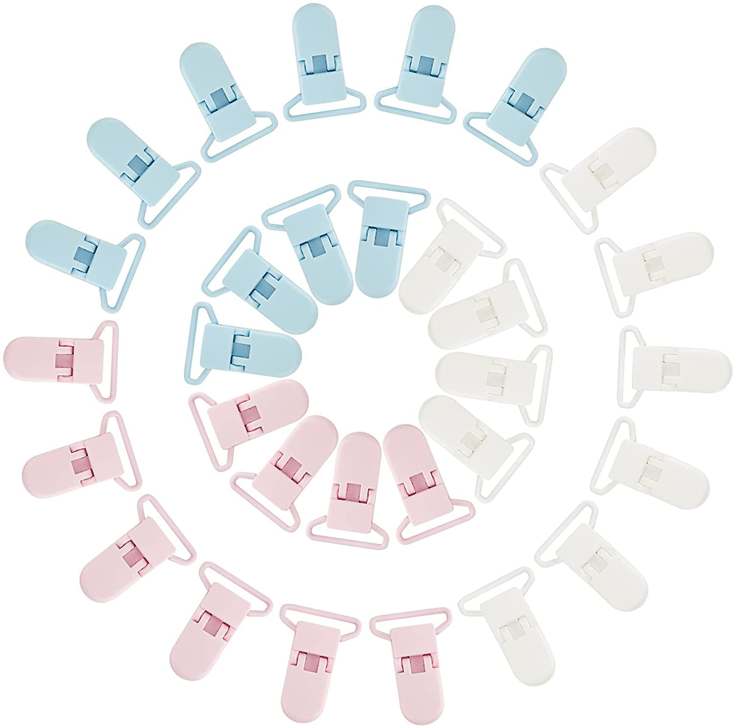 1Set 30pcs 3 Colors Environmental Plastic Baby Pacifier Holder Clip DIY ...