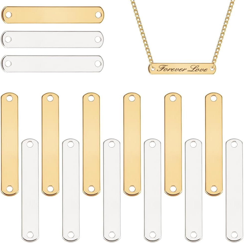 1Set 32Pcs 2 Colors Brass Connector Charms Rectangle Stamping Blank Tag ...