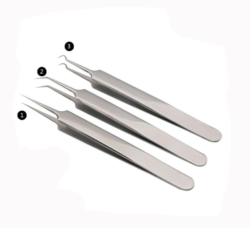 1Set(3PCS) Silver Professional Remove Blackheads Tweezers Set ...
