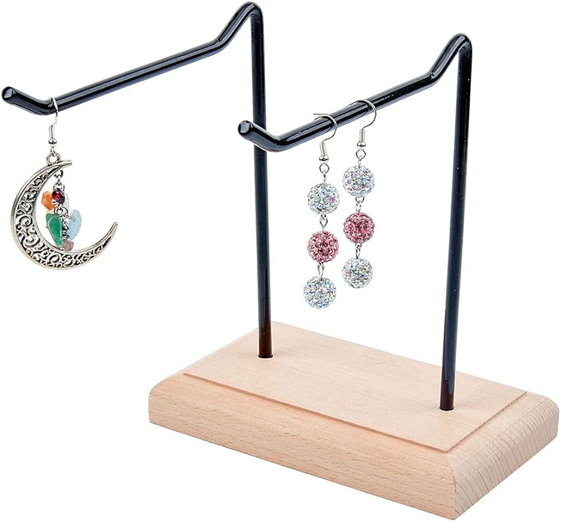 1Set 3Pcs 1-Tier 2-Row Wood Jewelry Display Stands 16.5cm Metal ...