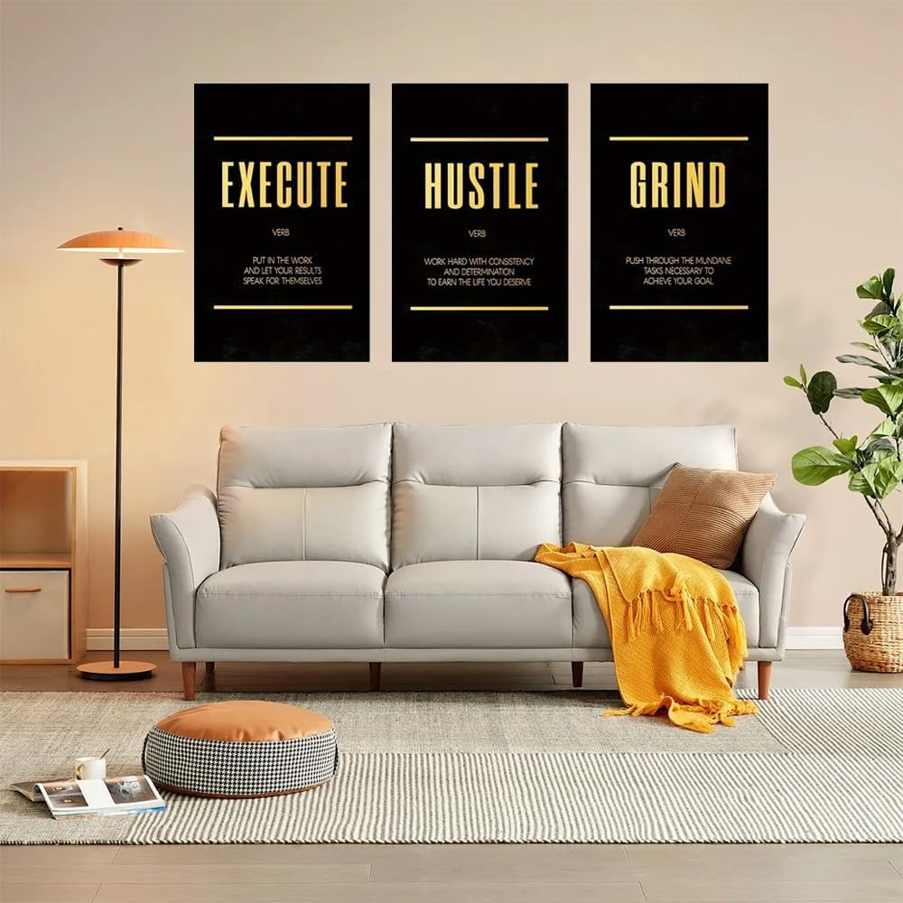 1Set/3pcs Motivational Trio Execute Hustle Grind with Inspiring Quotes ...