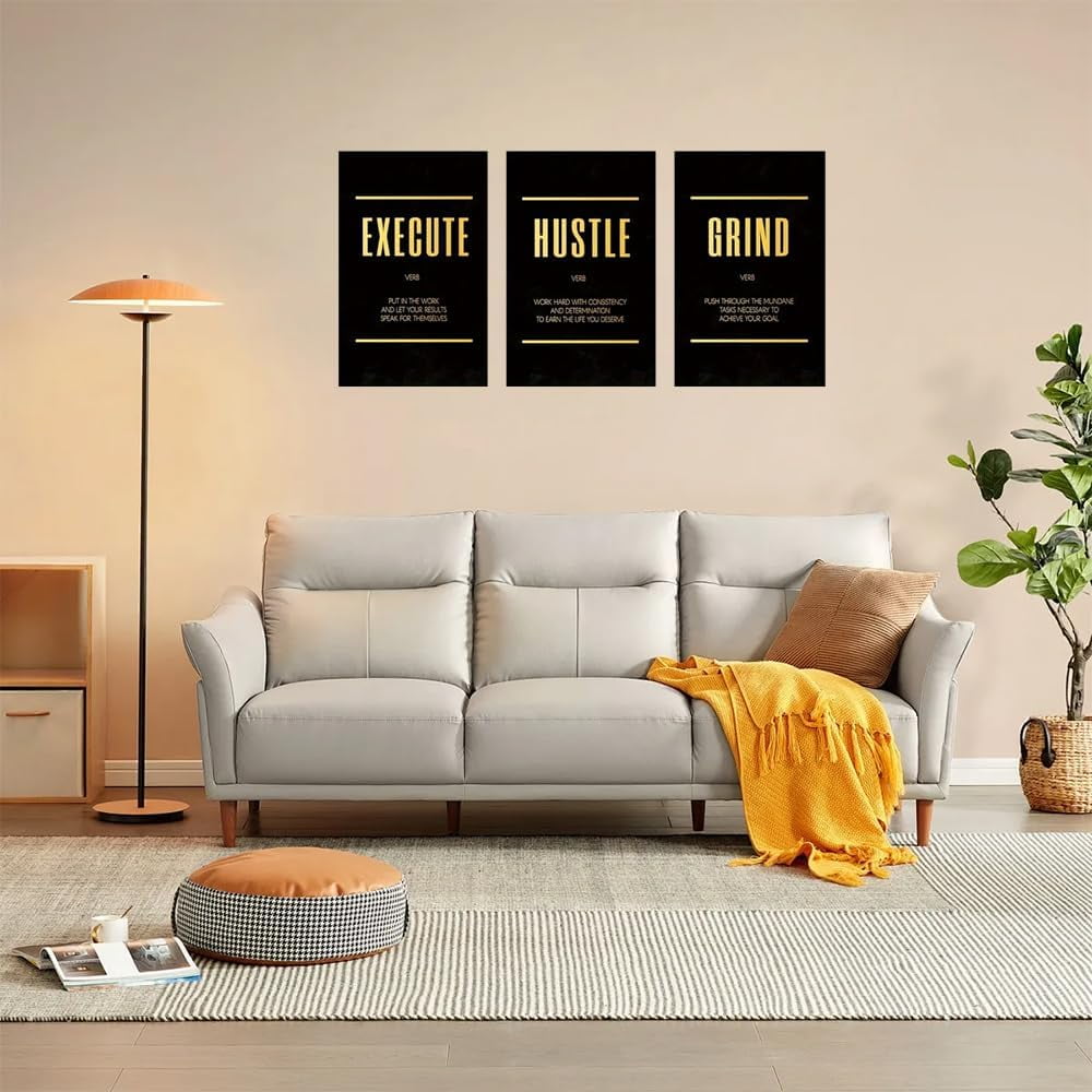 1Set/3pcs Motivational Trio Execute Hustle Grind with Inspiring Quotes ...