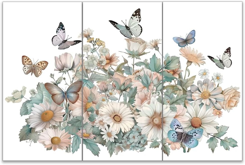 1Set 3pcs/Set Light-Colored Flower Rub on Transfers for Furniture and ...