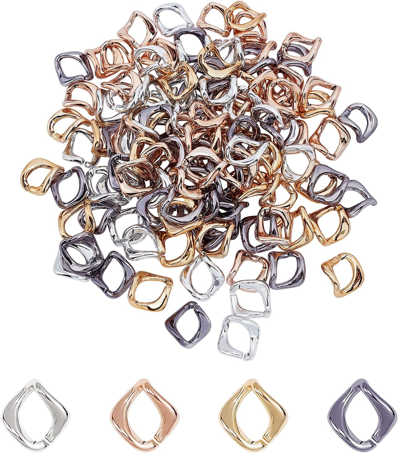 1Set 4 Colors Linking Rings 120pcs Open Twist Linking Rings Plastic ...