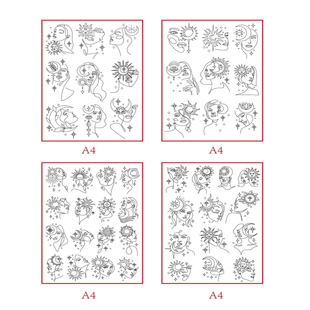 1Set 4 Sheets 11.6x8.2 Inch Stick and Stitch Embroidery Patterns Non ...