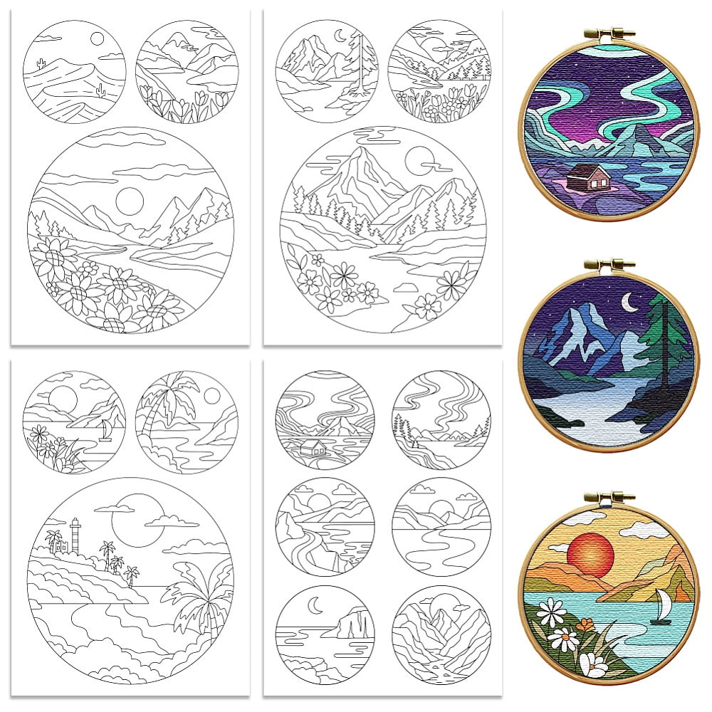 1Set 4 Sheets 11.6x8.2 Inch Stick and Stitch Embroidery Patterns Non ...
