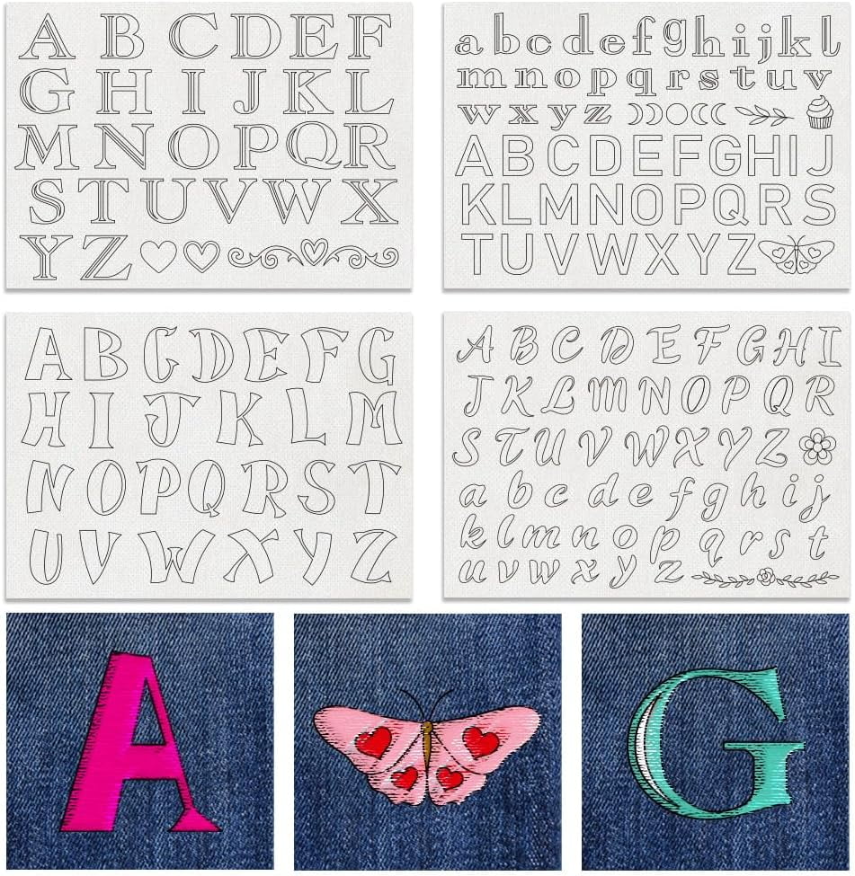 1Set 4 Sheets 165PCS Alphabet Number Water Soluble Hand Sewing ...