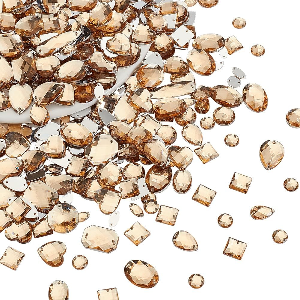 1Set 400Pcs Mixed Shape Sew On Rhinestones 2 Holes Acrylic Sew On ...