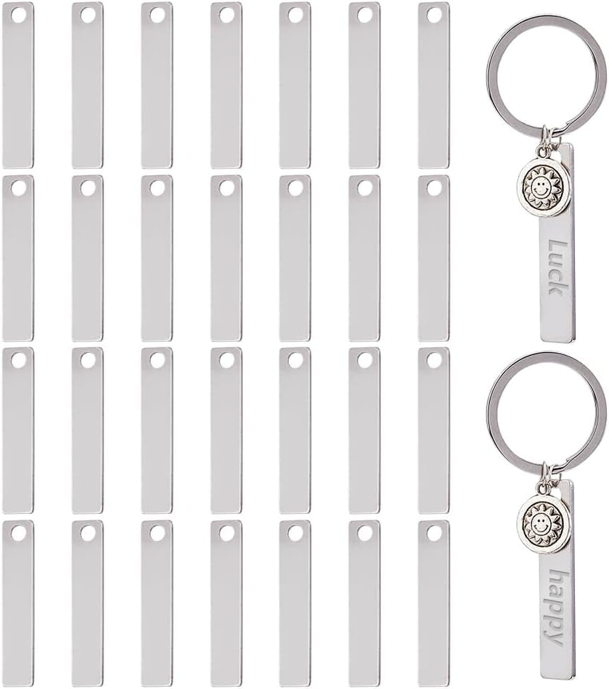 1Set 40Pcs Metal Stamping Blanks Engraved Pendant Rectangle Blank ...