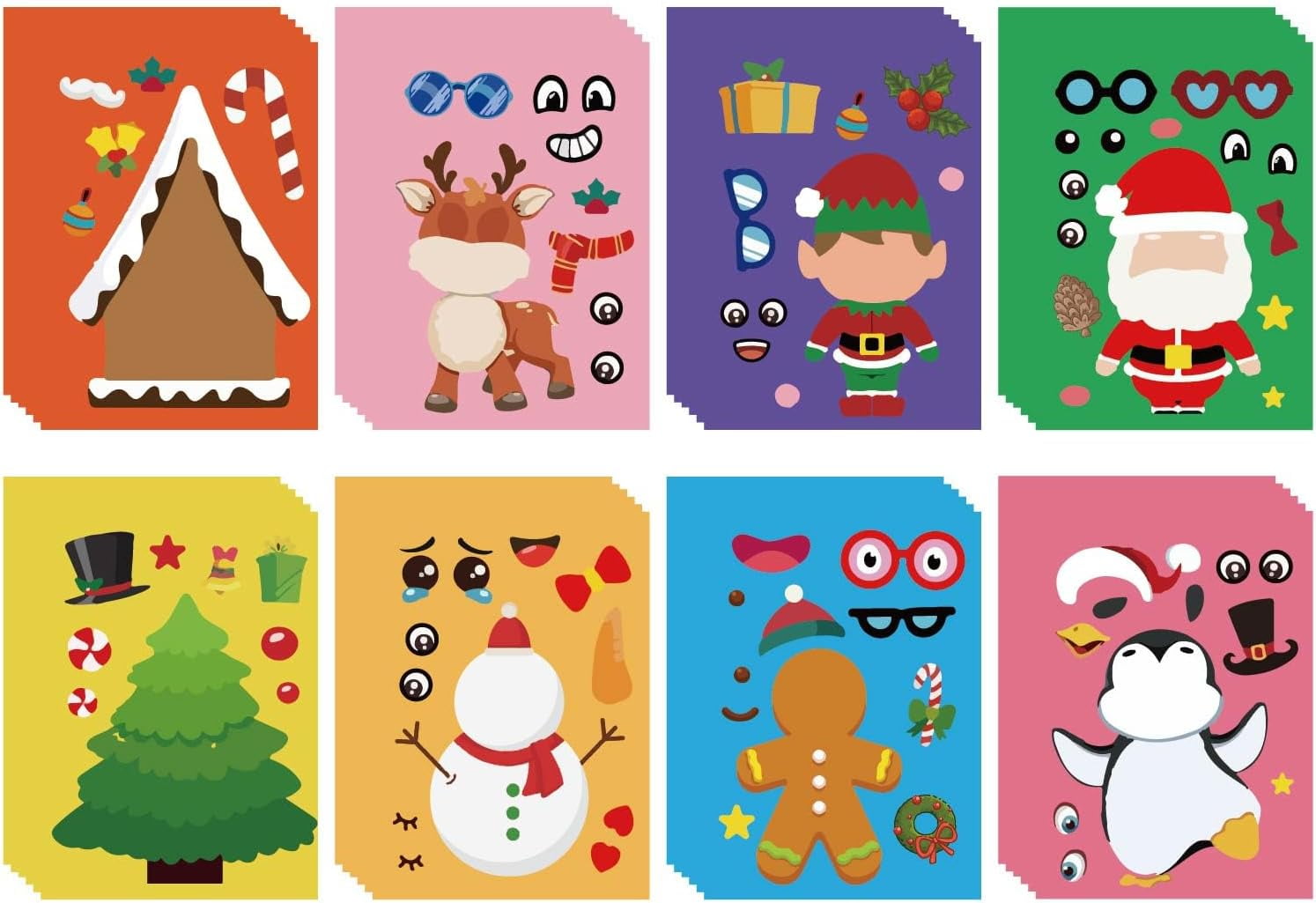 1Set 48 Sheets 8 Styles Make Your Own Christmas Stickers Sheets Make a ...