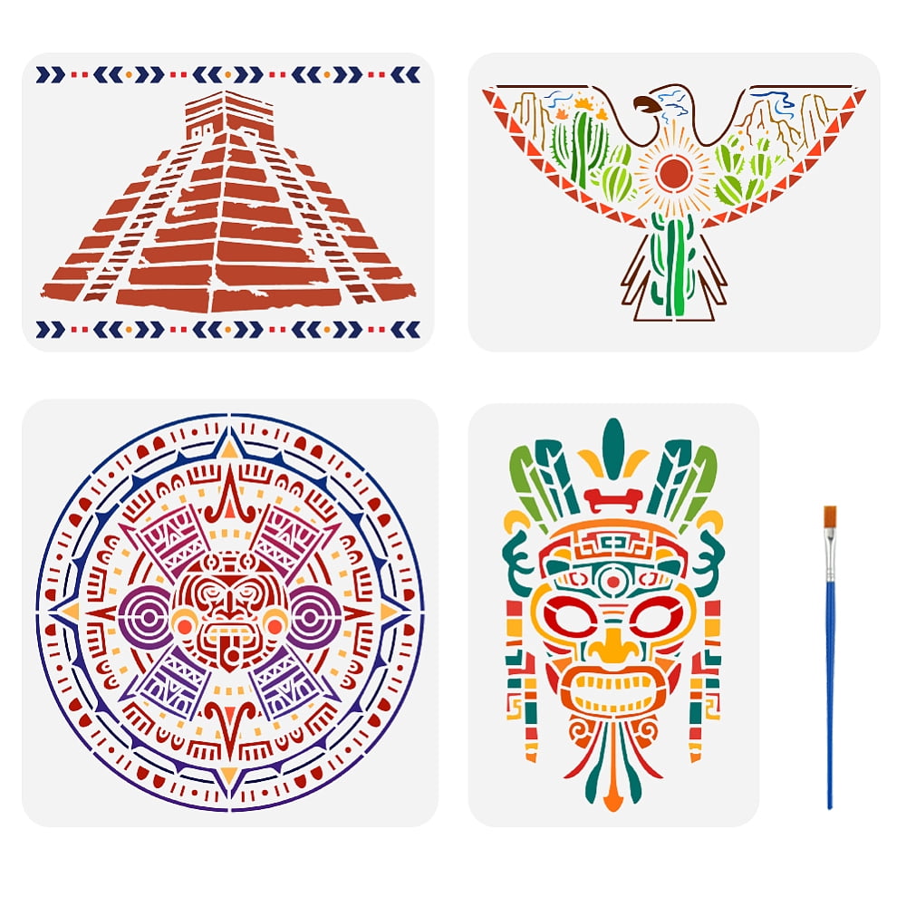 1Set 4Pcs 4 Styles PET Hollow Out Drawing Painting Stencils for DIY ...